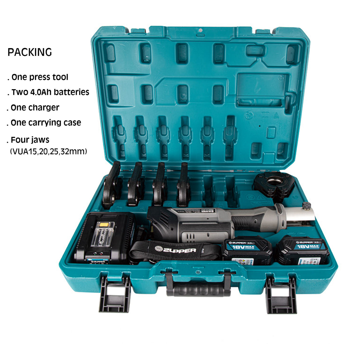Zupper Battery Powered Press Tool Kit Set PZ-3240 For copper Bpress Vi ...