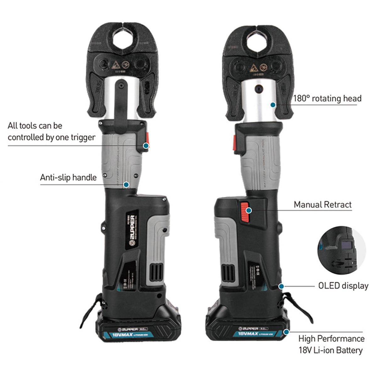 ZUPPER Plumbing Press Tool Kit PZ-1930 VAU Jaws copper pipe Bpress Vie ...